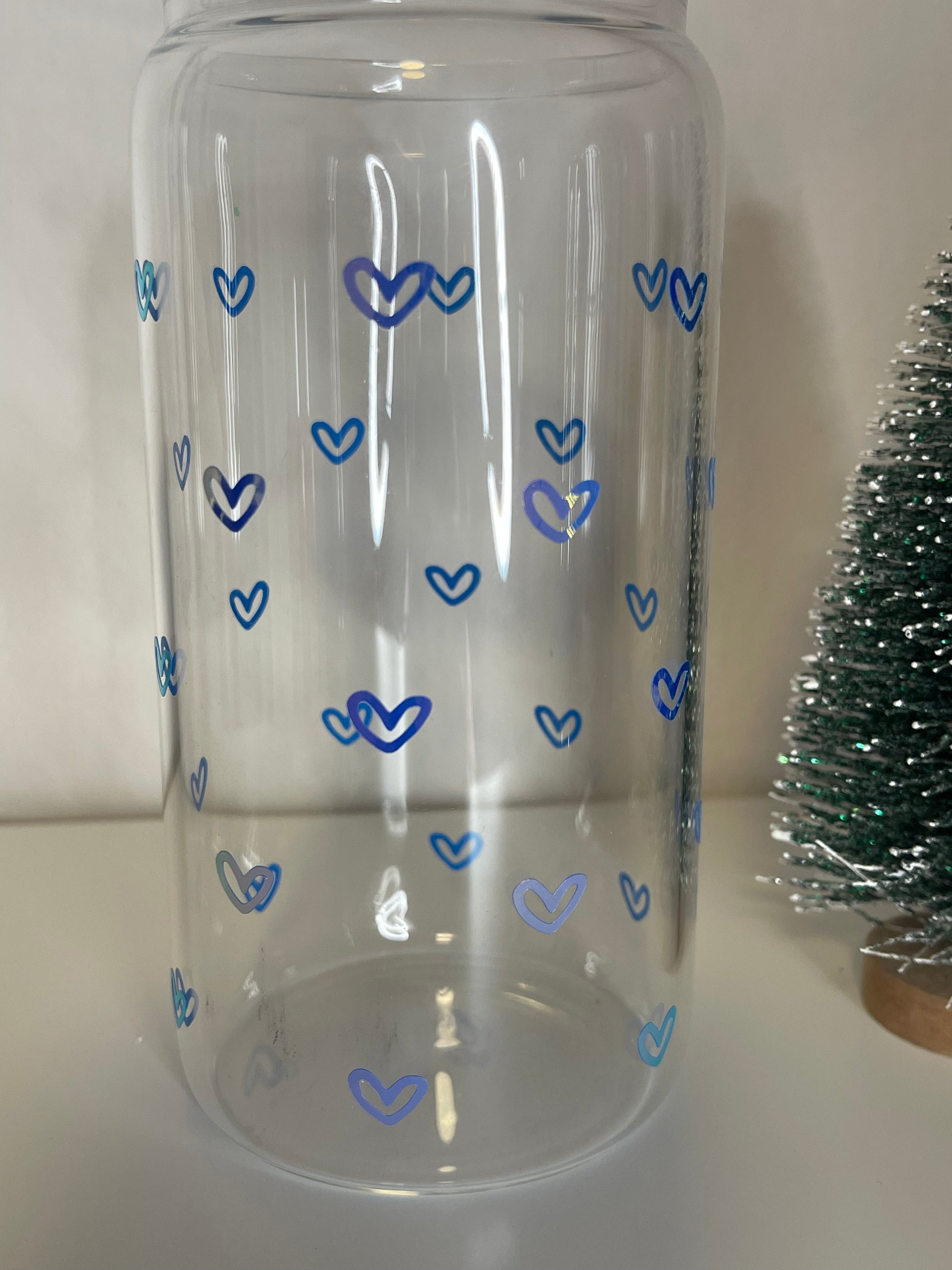Hearts 16 Oz Glass Can-Ready to ship – ReviveDesignsByAly